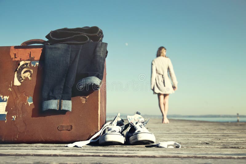 Adventurous Woman is Walking Toward Its Destination Stock Photo - Image ...