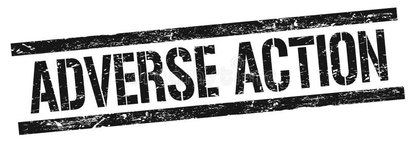 ADVERSE ACTION Text on Black Grungy Rectangle Stamp Stock Illustration ...