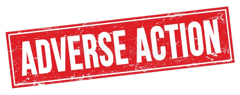 ADVERSE ACTION Text on Red Grungy Rectangle Stamp Stock Illustration ...