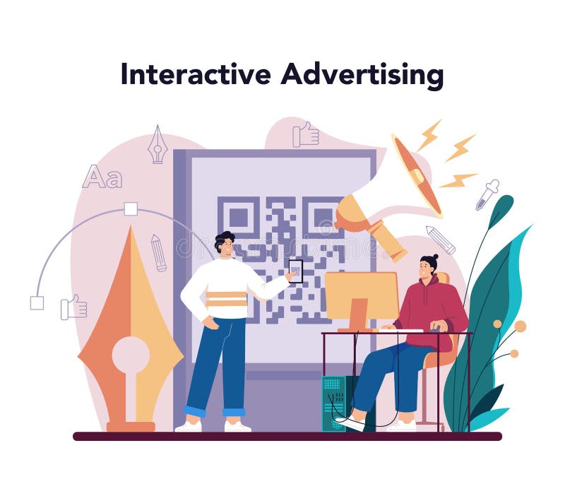 Advert Designer or Illustrator Concept. Artist Creating Modern Stock ...