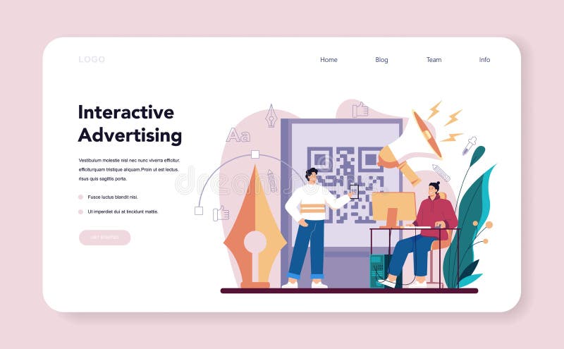 Advert Designer or Illustrator Web Banner or Landing Page. Stock Vector ...