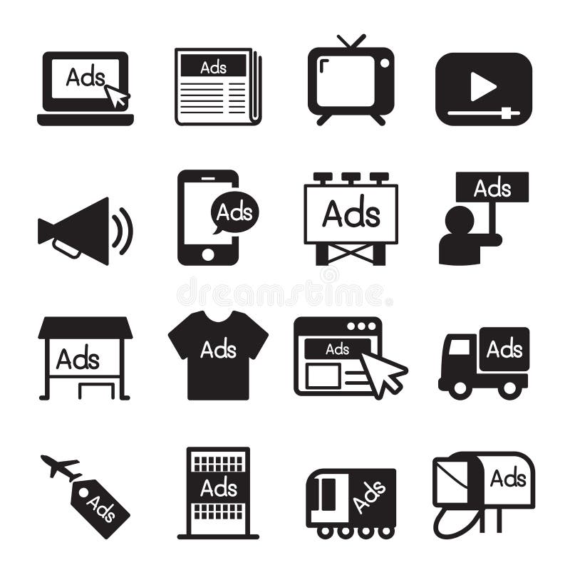 Advertise icon set stock vector. Illustration of mail - 72473036