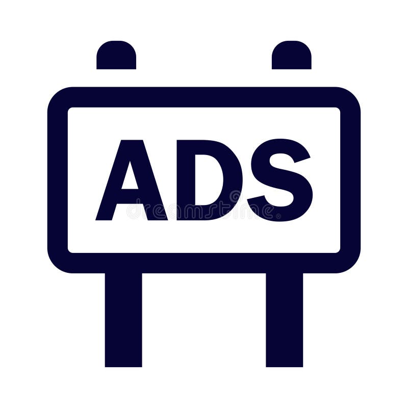 Advertisement, Advertising, Billboard, Poster, Board White Line Icon ...