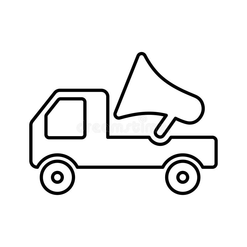 Advertisement, Advertising Van Icon. Line, Outline Design Stock ...