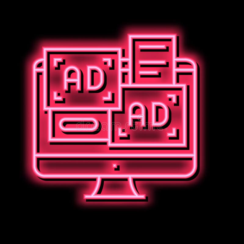 Advertisement Banners on Computer Screen Color Icon Vector Illustration ...