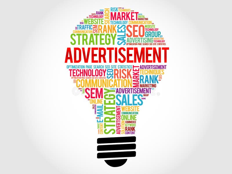 ADVERTISEMENT Bulb Word Cloud Stock Illustration - Illustration of ...