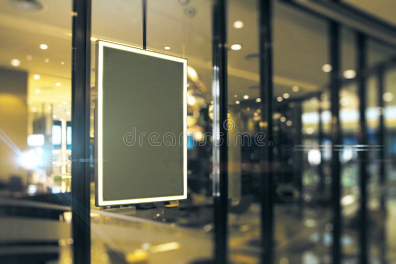 Window Advertisement Mockup on Rusty Tiled Wall. Two Spaces Stock Image ...