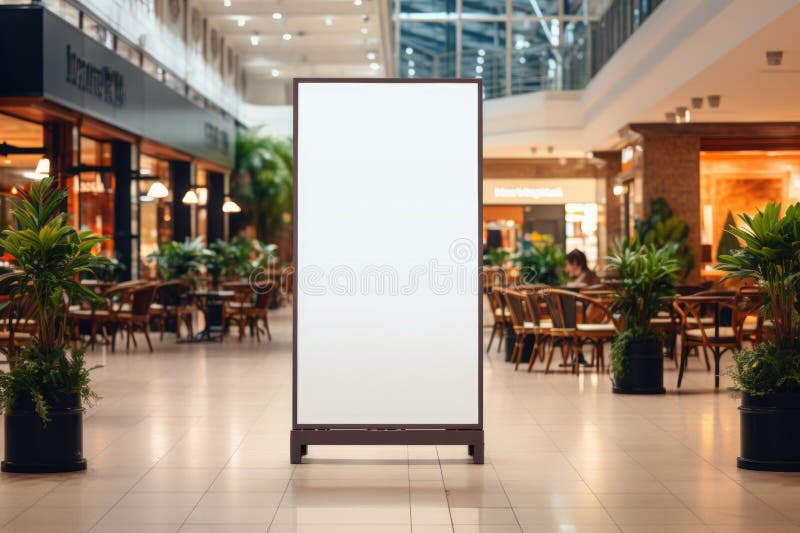 Advertisement Display with Copy Space in Mall Walkway Stock ...