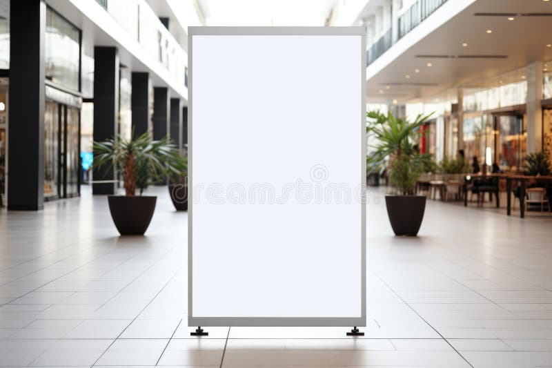 Advertisement Display with Copy Space in Mall Walkway Stock Image ...