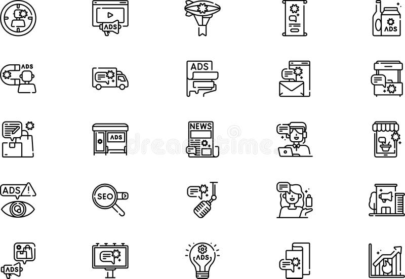 Advertisement Icons Collection is a Vector Illustration with Editable ...