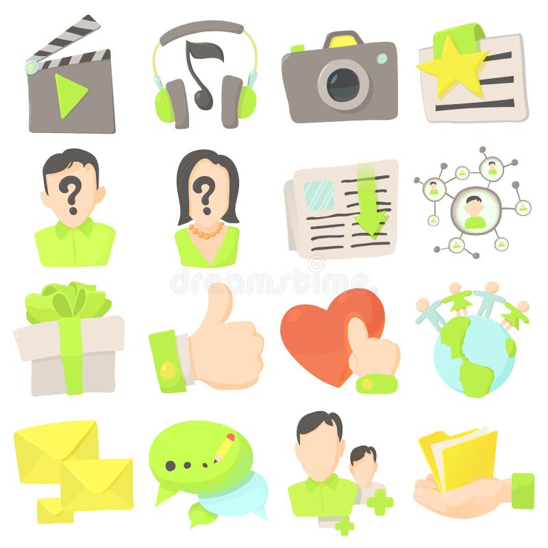Advertisement Icons Set, Cartoon Style Stock Illustration ...