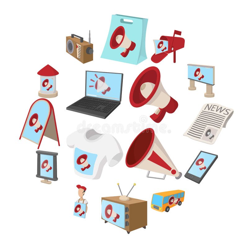 Advertisement icons set stock vector. Illustration of message - 131888462