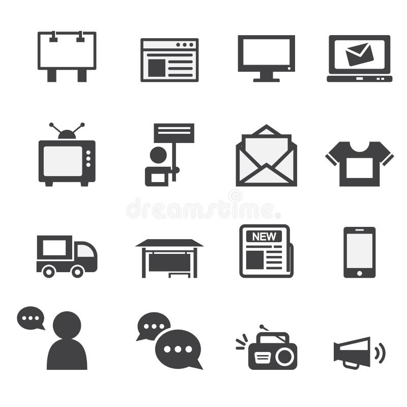 Advertisement icons set stock vector. Illustration of promotion - 48806847