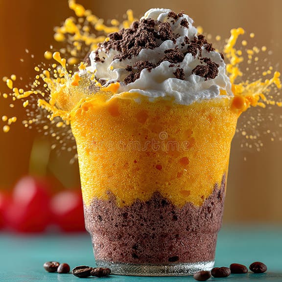 Advertisement for a Layered Drink with an Exploding Yellow Top Layer ...