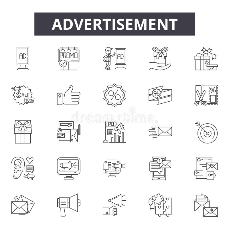 Advertisement Line Icons, Signs, Vector Set, Outline Illustration ...