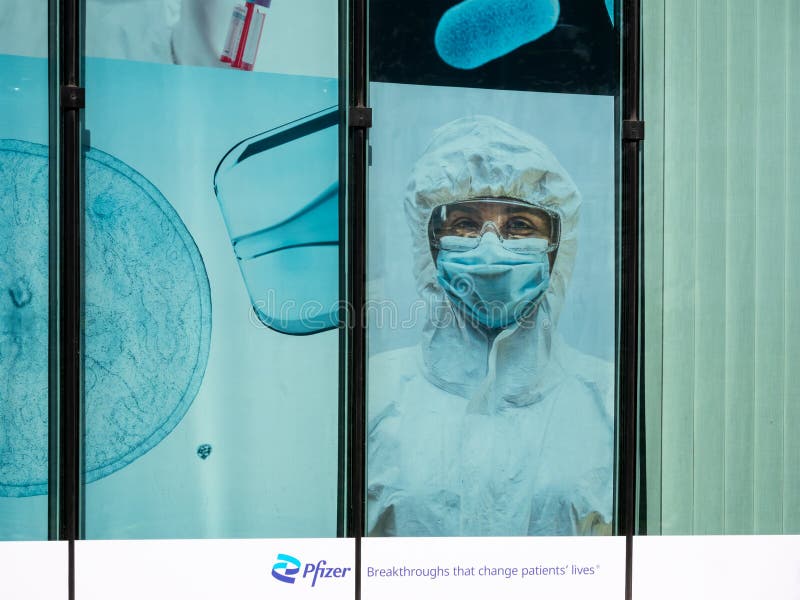 Advertisement of Pharmaceutical Corporation Pfizer at the German ...