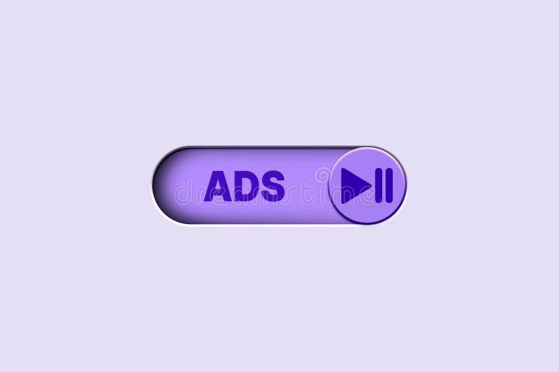 3D Illustration of Purple Button To Switch on or Off ADS. Stock ...