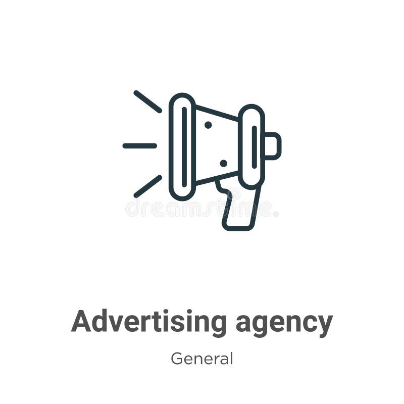 Advertising Agency Outline Vector Icon. Thin Line Black Advertising ...