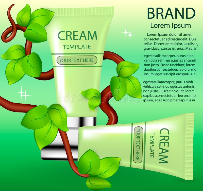 Advertising Background Cosmetic Cream with Sprouts Stock Vector ...