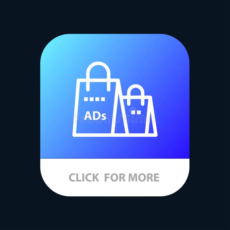Advertising Bag Purse Shopping Ad Shopping Mobile App Button Android And Ios Line Version