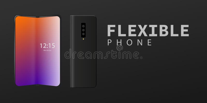 Advertising Banner of Flexible Phone Screen, Realistic Vector ...