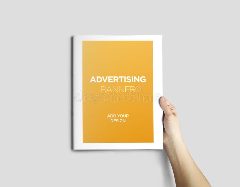 Advertising Banner on Magazine, Brochure Stock Photo - Image of ...