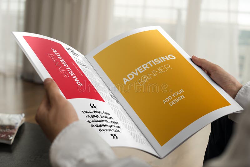 Advertising Banner on Magazine, Brochure Stock Image - Image of banner ...
