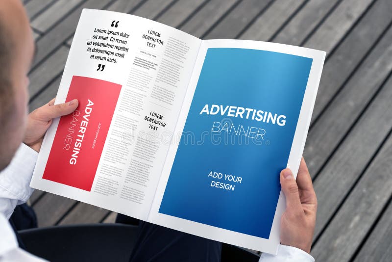 Advertising Banner on Magazine, Brochure Stock Image - Image of sheet ...