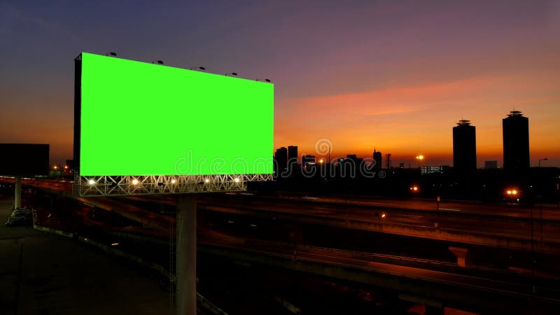 Advertising Billboard Green Screen Chroma Key Against a Glass Office ...