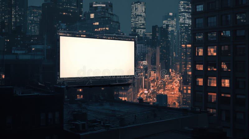 Advertising Billboard Mockup on a City Building at Night Stock ...