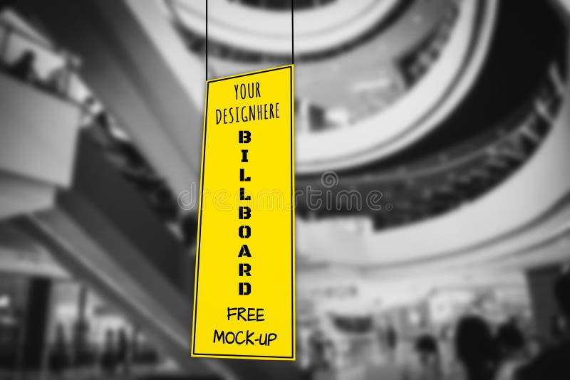 Advertising Billboard Mockup Vertical,yellow Billboard in the Mall ...
