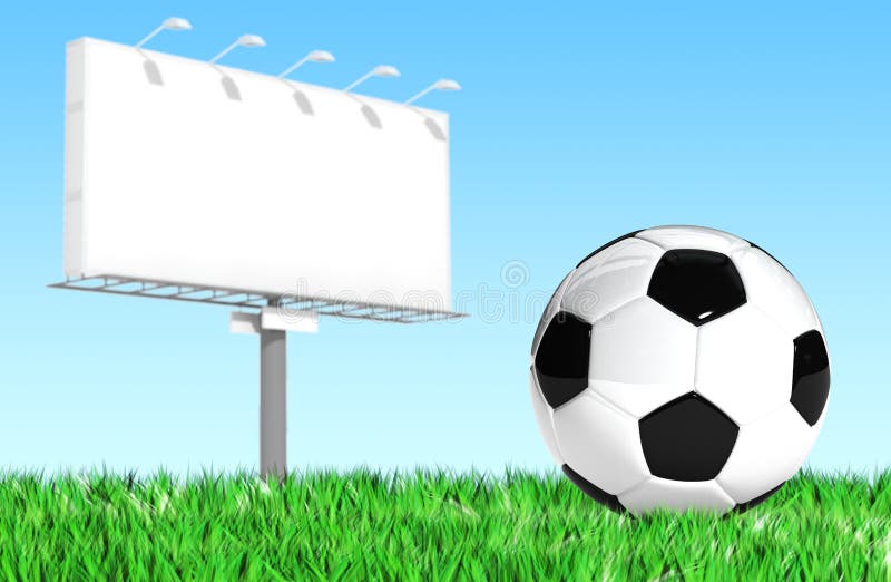 Billboard with Soccer Match. Game Moment with Goal, Ball in the Net ...