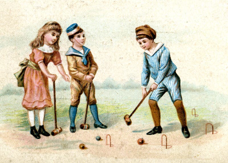 [Advertising Card Depicting Three Children Playing Croquet] Picture ...
