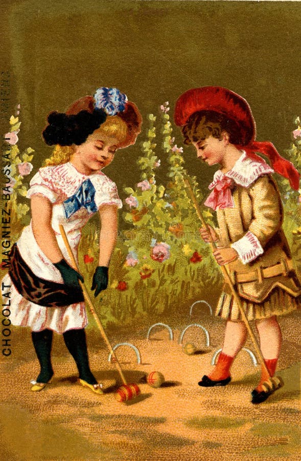 [Advertising Card Depicting Two Girls Playing Croquet] Picture. Image ...