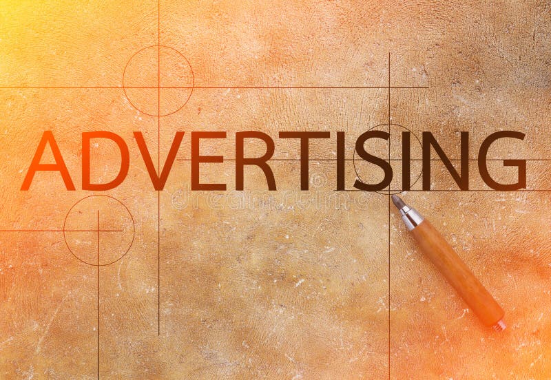 ADVERTISING CONCEPT on Brown Texture Background Stock Photo - Image of ...