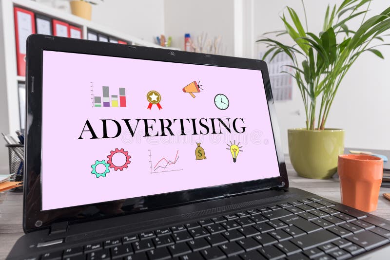 Advertising Concept On A Laptop Screen Stock Image - Image of design ...