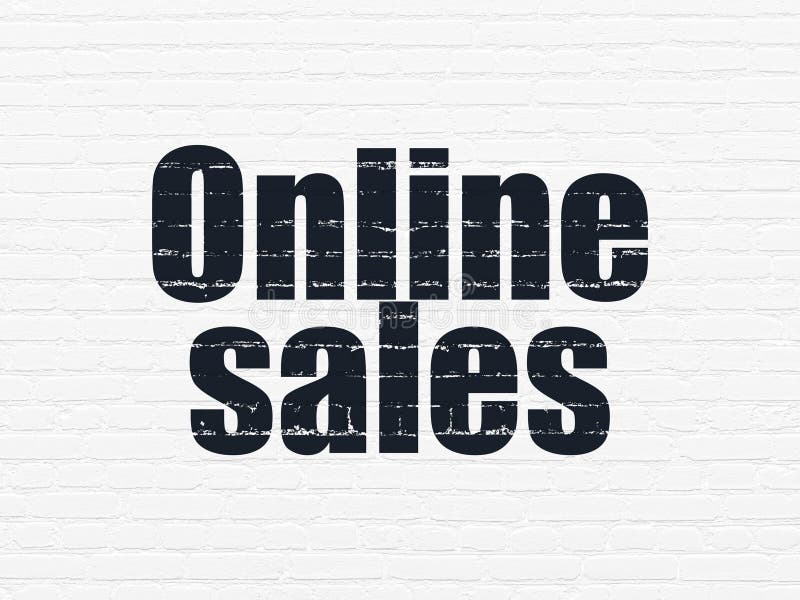 Advertising Concept: Online Sales on Wall Background Stock Illustration ...