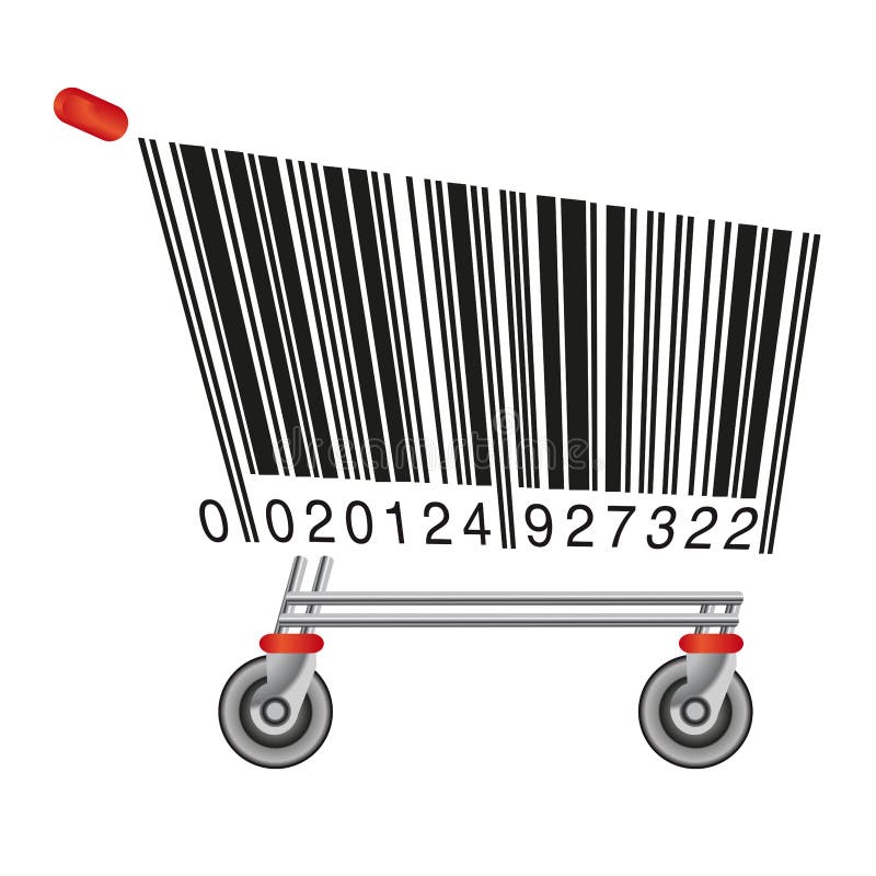 Barcode in the Shape of a Caddy To Symbolize Consumption. Stock Vector ...
