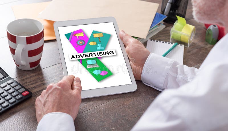 Advertising Concept on a Tablet Stock Image - Image of design, branding ...