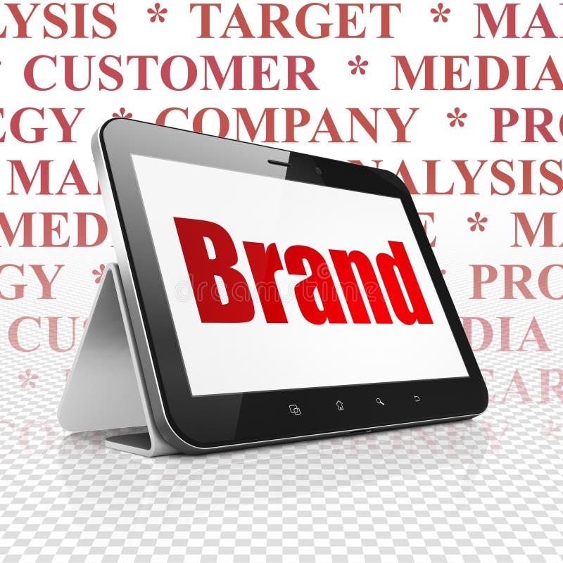 Advertising Concept: Tablet Computer with Brand on Display Stock ...