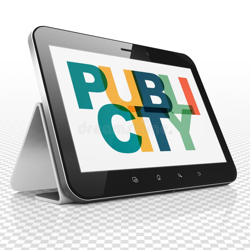 Advertising Concept: Tablet Computer with Publicity on Display Stock ... Advertising Concept: Tablet Computer with Publicity on Display Stock ...