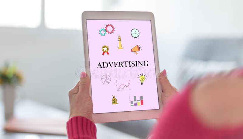 Advertising Concept on a Tablet Stock Photo - Image of application ...
