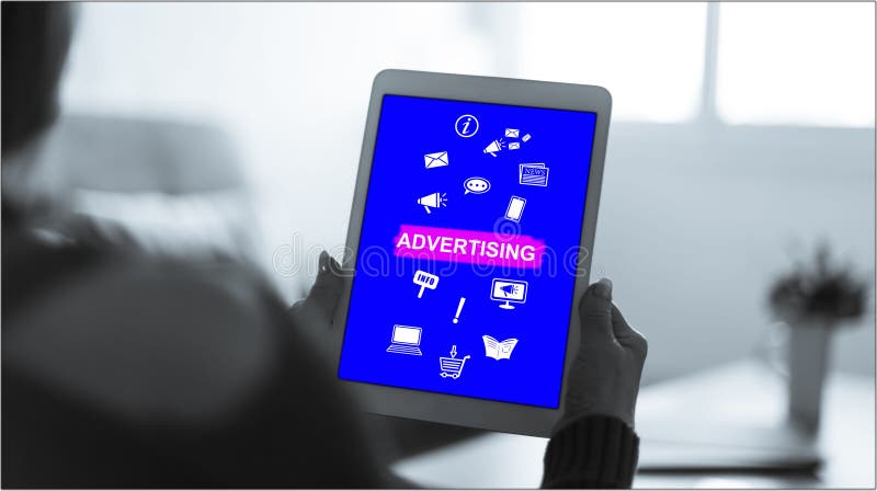 Advertising Concept on a Tablet Stock Photo - Image of business, media ...