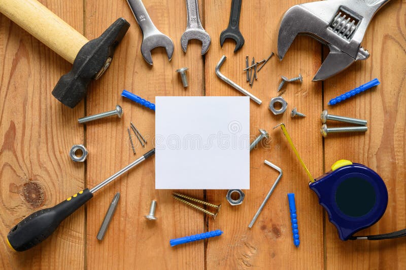 Advertising of Construction Services. White Square Sheet and a Lot of ...