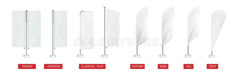 Advertising Flags Realistic Set Stock Illustration - Illustration of ...