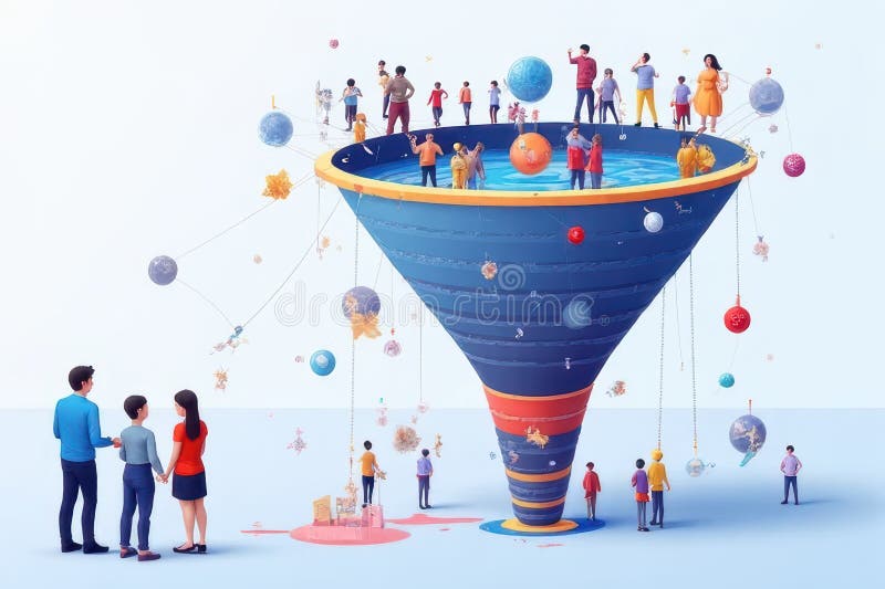 Advertising Funnel Visualization in Marketing Strategies Stock ...
