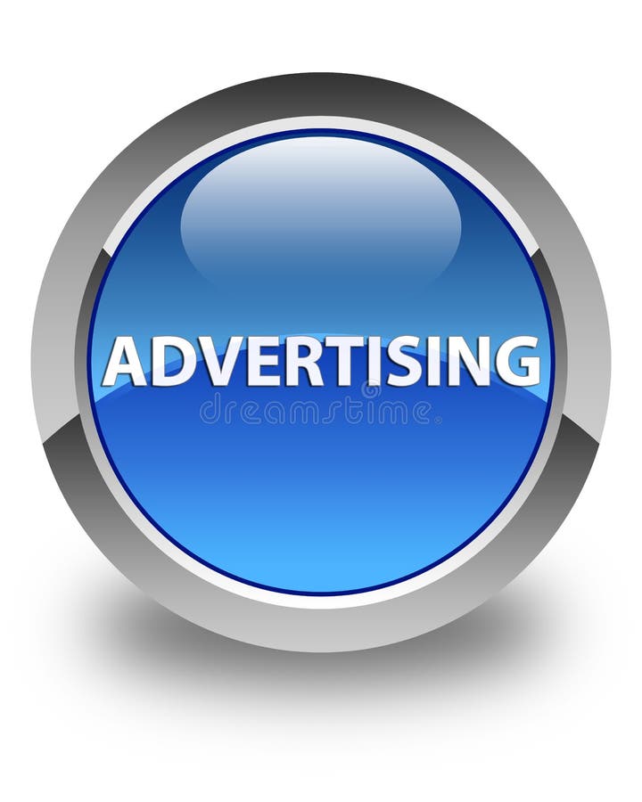 Advertising Glossy Blue Round Button Stock Illustration - Illustration ...