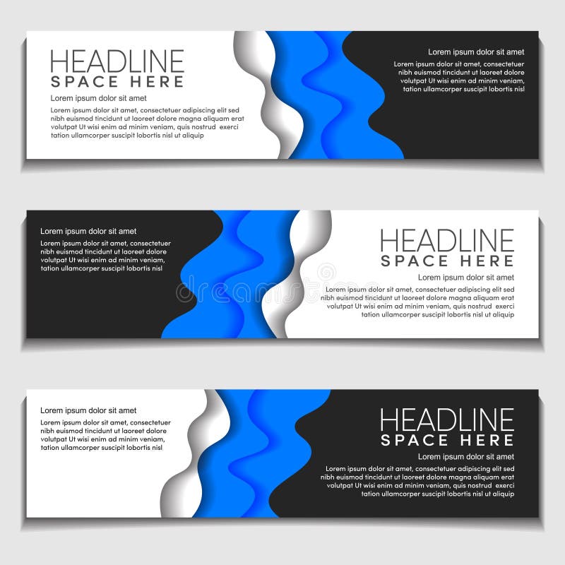 Advertising Header, Footer Web Banner Background Mockup Wavy, Wave with ...