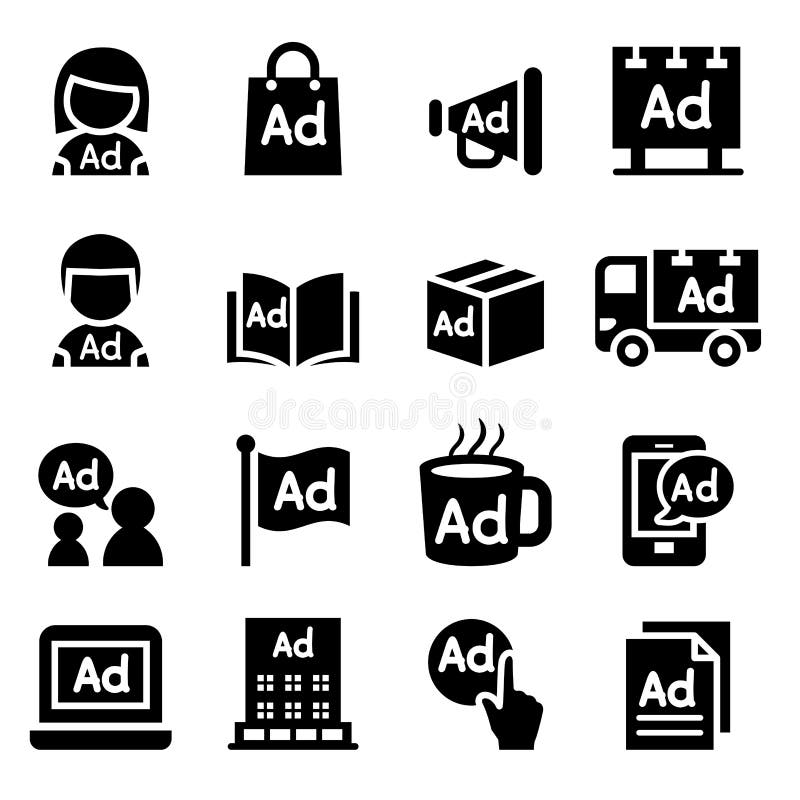 Advertising icon set stock illustration. Illustration of campaign ...