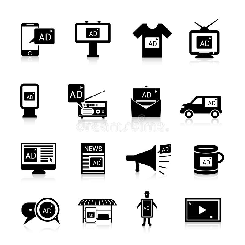 Big advertising icons set stock vector. Illustration of banner - 34526089